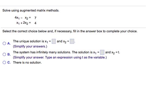 Solved Solve Using Augmented Matrix Methods X X X Chegg Com
