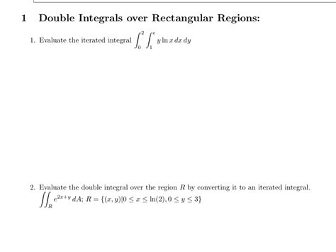 solved 1 ﻿double integrals over rectangular regions evaluate