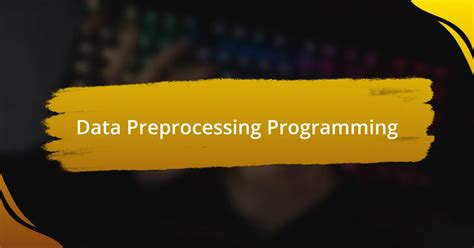 Data Preprocessing Programming Quiz Sg