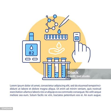 혈당 검사 기사 페이지 벡터 템플릿입니다 당뇨병 환자 건강 관리 브로셔 잡지 소책자 디자인 요소 선형 아이콘 텍스트 상자 인쇄 디자인 텍스트 공간이 있는 개념 그림 개념에