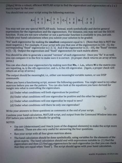 Solved 30pts Write A Robust Efficient Matlab Script To