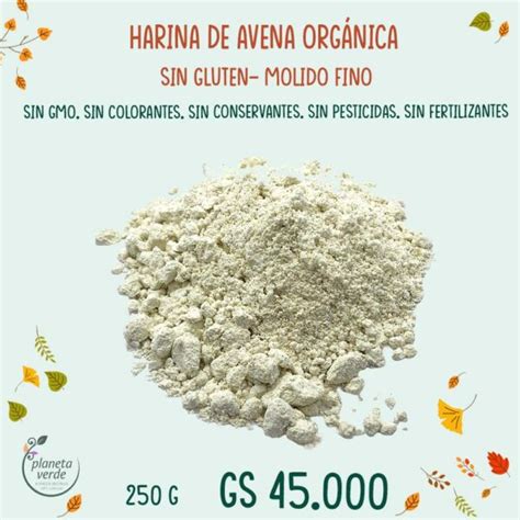 Harina De Avena Sin Gluten Orgánica Planeta Verde