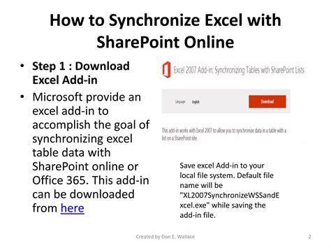 how to synchronize excel with sharepoint online pptx