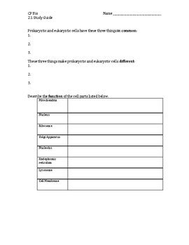 Cell Unit Study Guide By Staying Afloat TPT
