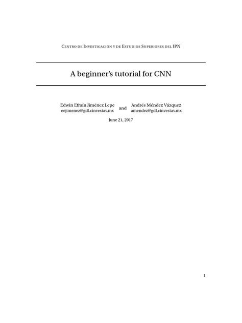 a beginner s tutorial for cnn pdf convolution computational