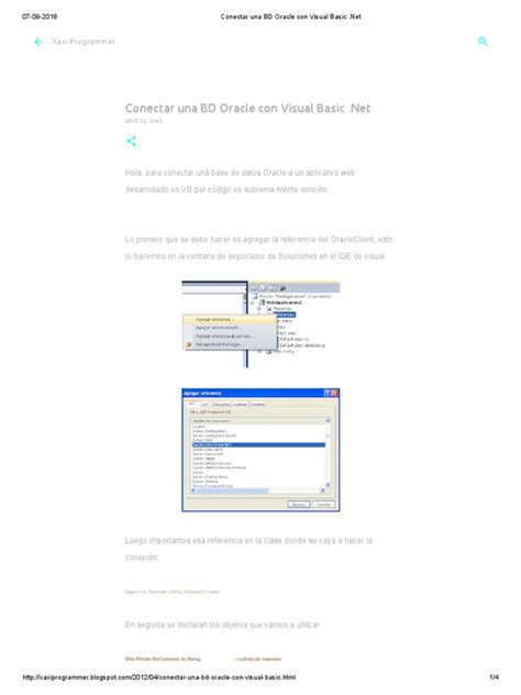 conectar una bd oracle con visual basic pdf básico framework