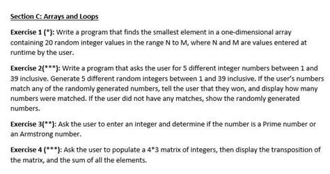 Solved Section C Arrays And Loops Exercise Write A Chegg Com