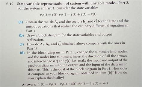 solved 6 18 state variable representation of system with