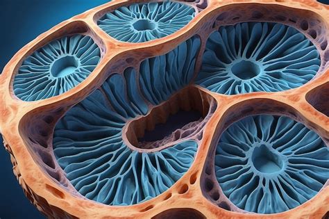 Premium Photo Close Up Cross Section View Of A Mitochondria On A Blue