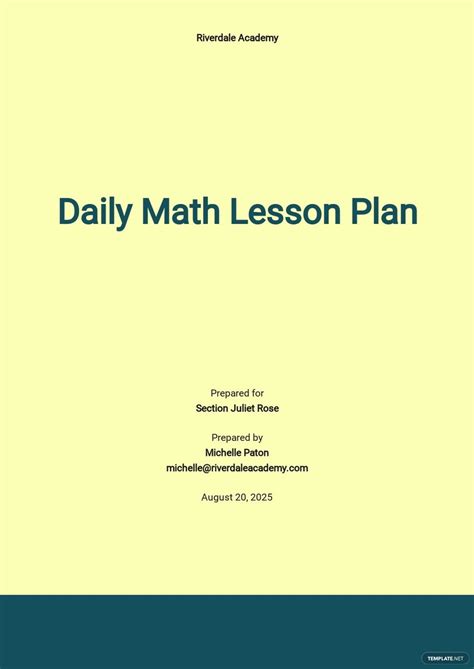 Math Intervention Lesson Plan Template