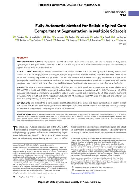 pdf fully automatic method for reliable spinal cord compartment