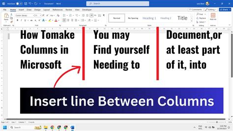 How To Insert Line Between Columns In Microsoft Word Youtube