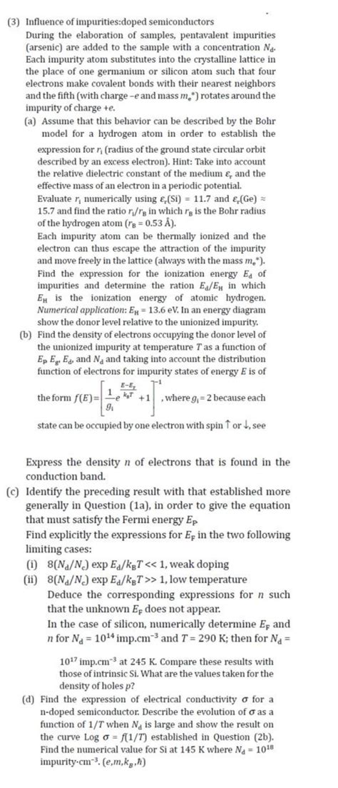 Solved 3 ﻿influence Of Impuritiesdoped