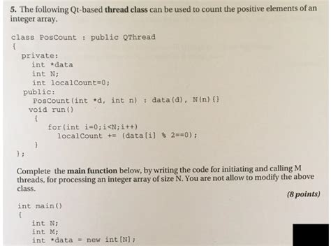 Solved The Following Qt Based Thread Class Can Be Used To Chegg Com