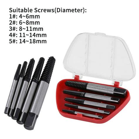 5Pcs Screw Extractor Set Easy Out Drill Bits Guide Broken Damaged Bolt ...
