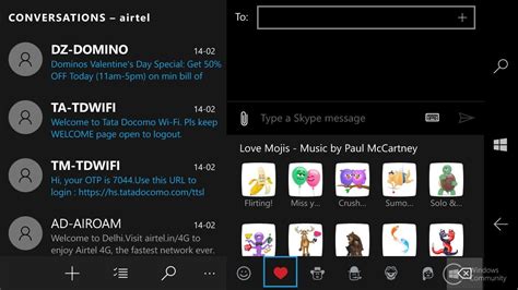 Приложение «Сообщения получило обновление на Windows 10 Mobile Community