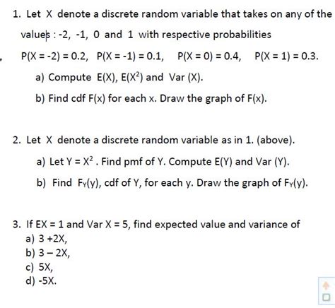 Solved 1 Let X Denote A Discrete Random Variable That Takes