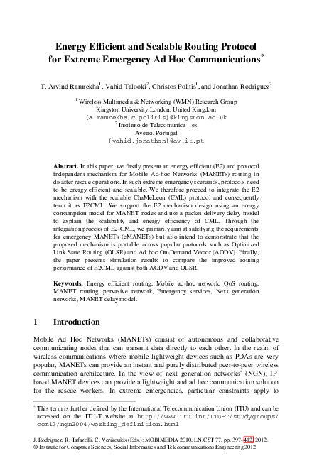 Pdf Energy Efficient And Scalable Routing Protocol For Extreme Emergency Ad Hoc Communications