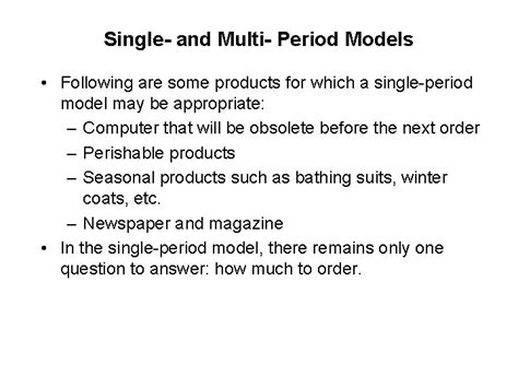 Lesson 16 Inventory Models Stochastic Outline Singleperiod Models