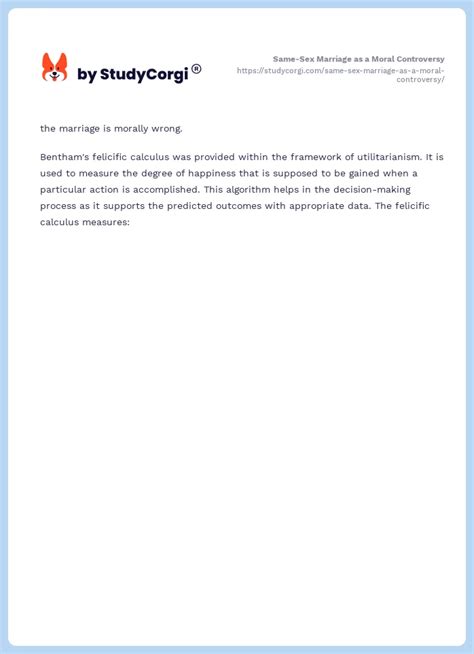 Same Sex Marriage As A Moral Controversy Free Essay Example