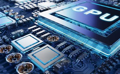 Close Up View Of A Modern Gpu Card With Circuit 3d Rendering Stock Illustration Illustration