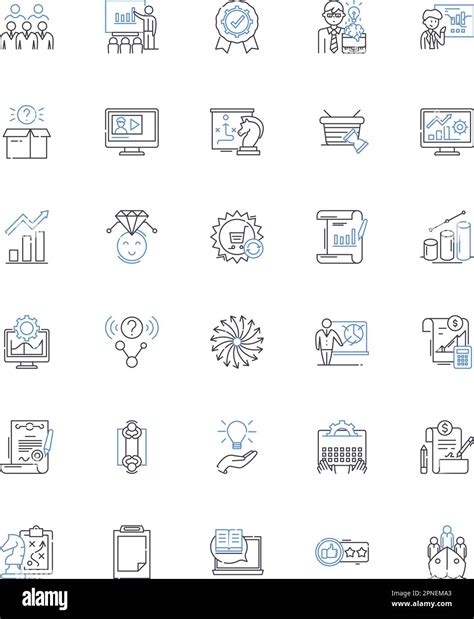 Vision And Mission Line Icons Collection Purpose Strategy Ideals