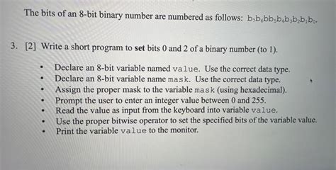Solved The Bits Of An Bit Binary Number Are Numbered As Chegg