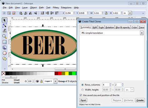 how to automatically repeat labels on a page in inkscape graphic