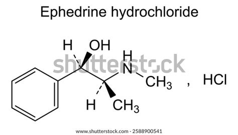 Chemical Structure Ephedrine Hydrochloride Drug Substance Stock Vector