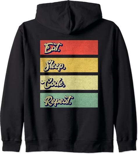 Eat Sleep Code Repeat Funny Coding Retro Vintage Zip Hoodie Clothing Shoes And Jewelry