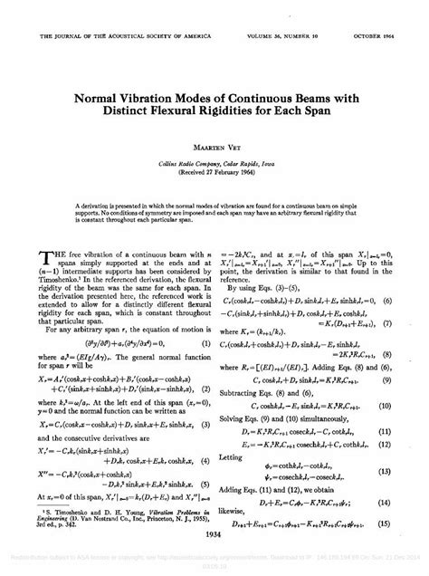 Pdf Normal Vibration Modes Of Continuous Beams With Distinct Flexural