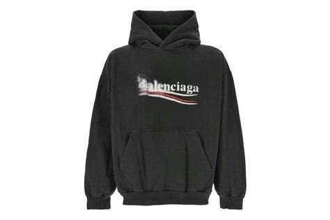 Balenciaga Logo Hoodie Black Mens Us