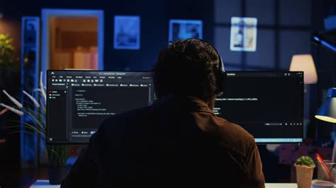 Premium Stock Video Technician Listening Music While Using Coding To Fortify Firewalls