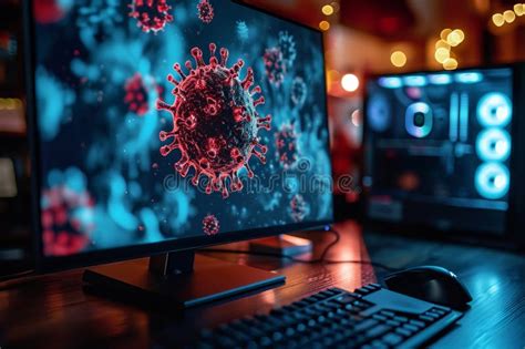 Computer Monitor Showing Virus Alert Stock Illustration Illustration Of Warning Signage