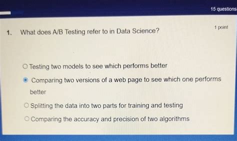 Solved QuestionsWhat Does A B Testing Refer To In Data Chegg Com