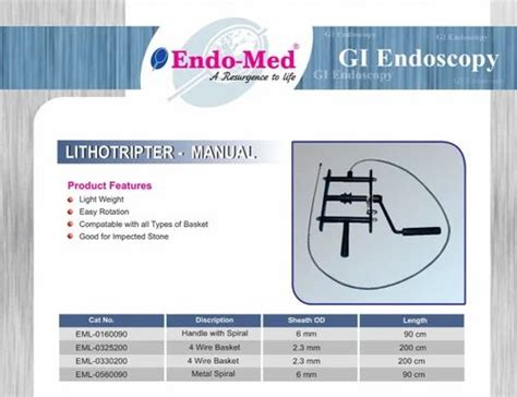 Manual Endoscopy Lithotripter At Best Price In New Delhi By Endo Med