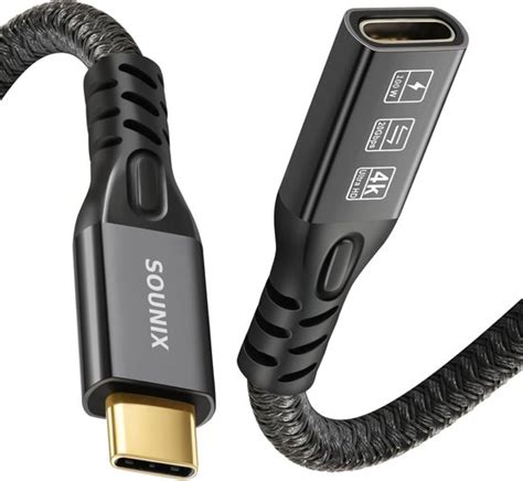 Sounix Usb C 3 2 Verlengkabel Usb C Kabel 20gbps Ondersteuning