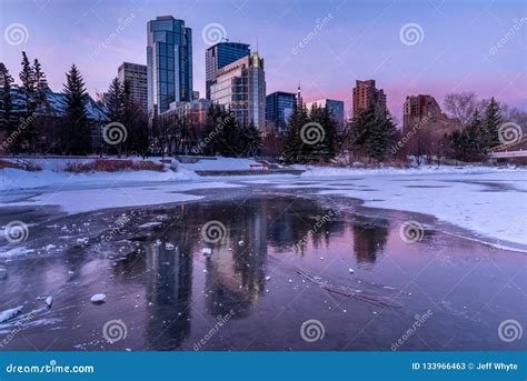 Skyline At Sunrise Calgary Alberta Stock Image Image Of Alberta