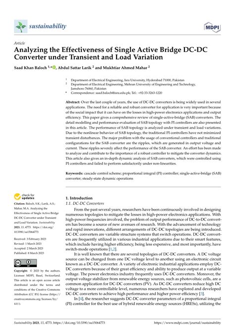 Pdf Analyzing The Effectiveness Of Single Active Bridge Dc Dc Converter Under Transient And