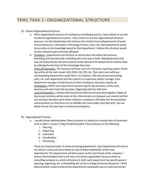 tem1 task 1 organizational structure tem1 task 1 organizational