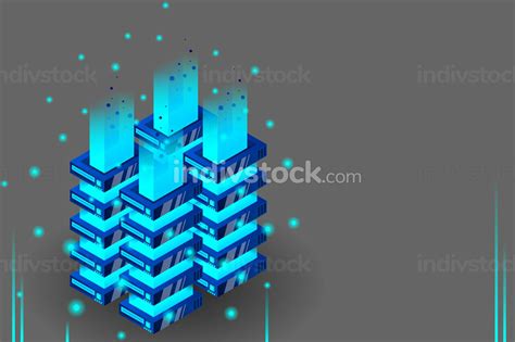 Server Room Isometric Vector Futuristic Technology Of Data Protection
