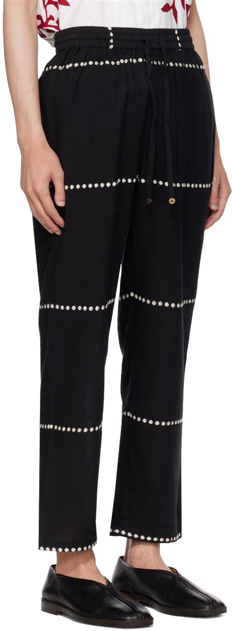 Harago Black Embroidered Trousers Harago