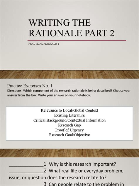 Writing The Rationale Part 2 Pdf Educational Technology Distance Education
