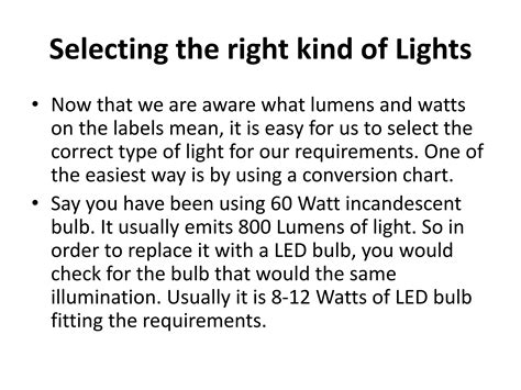 Lumens Vs Watts PPT