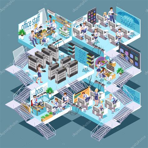Flat 3d Isometric Cloud Datacenter Concept — Stock Vector © Alexdndz