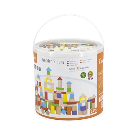 อายุ 2 ชุดบล็อกไม้ 7 สี 100 ชิ้น 100pcs Block Set 3cm Viga