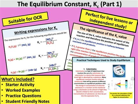 The Equilibrium Constant Kc Part 1 Teaching Resources
