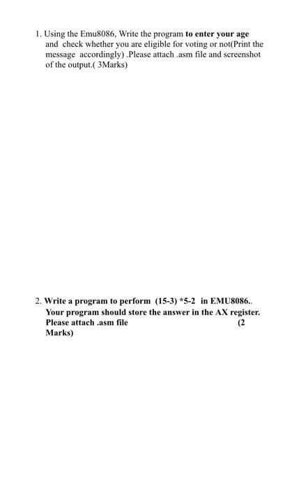 solved 1 using the emu8086 write the program to enter your