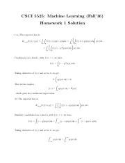 Hw Sol CSCI Machine Learning Fall Homework Solution A The Expected Loss Is Z Z