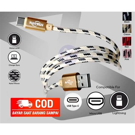 Jual Nvn Kd Kabel Data Nylon Kombinasi Nanvan Kabel Charger Suport All Tipe Hp Shopee Indonesia